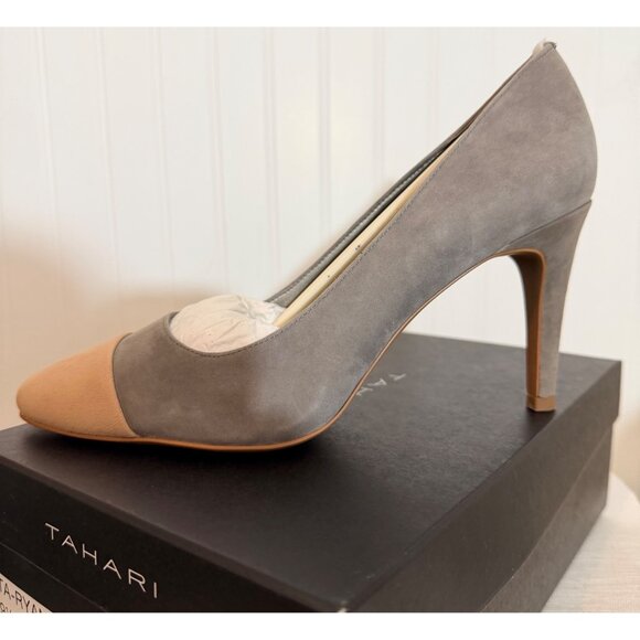 Tahari | Shoes | Tahari Womens Taryan Heels 95m Gray Beige Suede ...